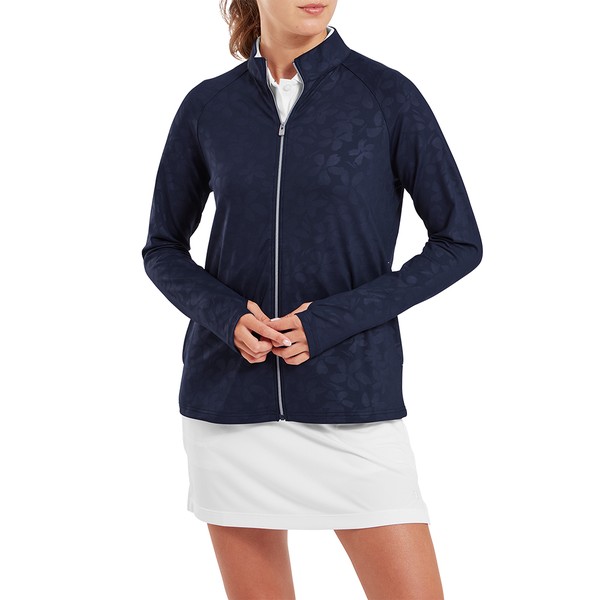 FootJoy Ladies Full Zip Floral Embossed Mid Layer Golf Top