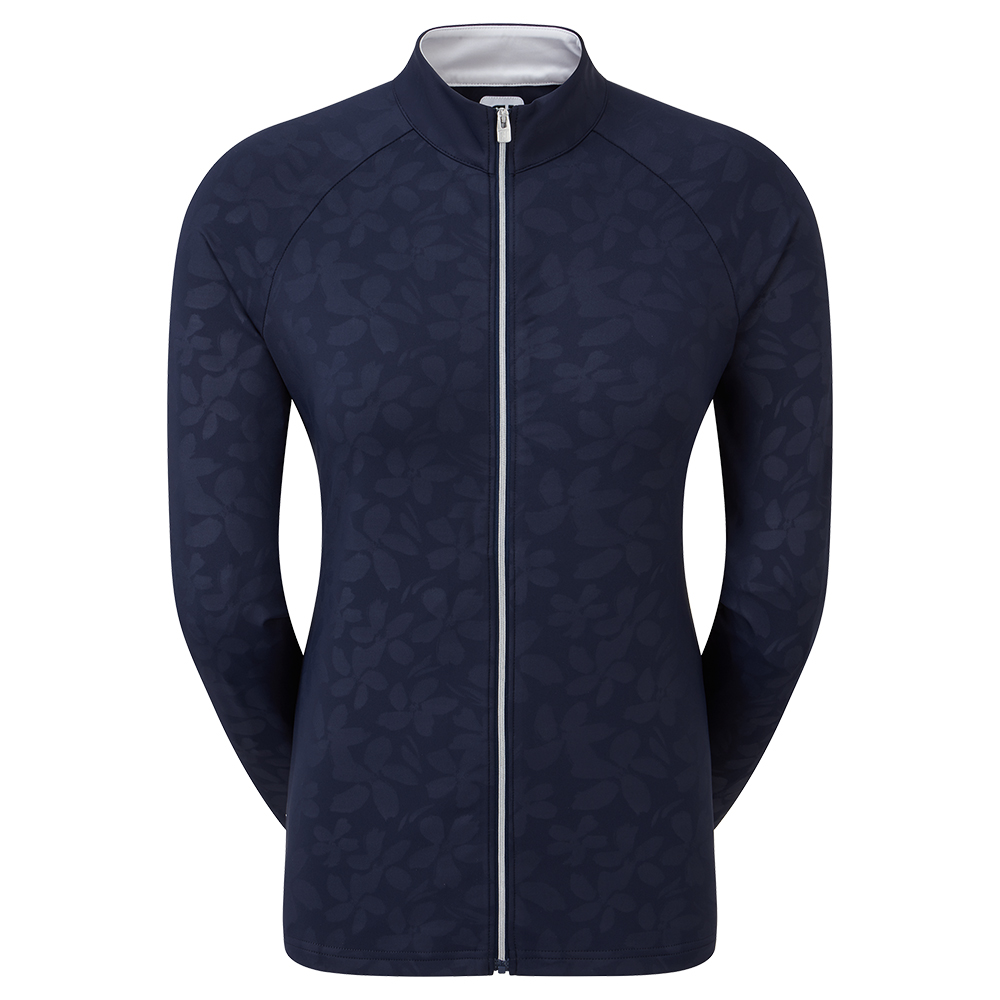FootJoy Ladies Full Zip Floral Embossed Mid Layer Golf Top
