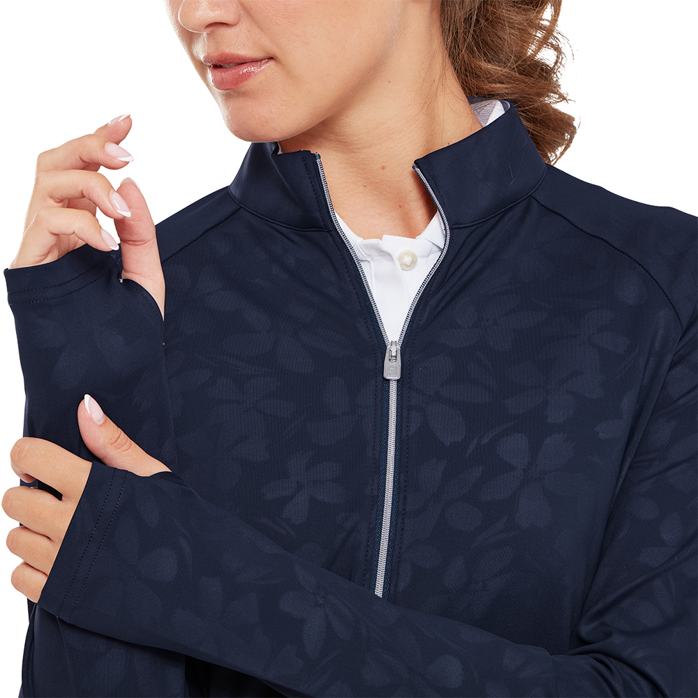 FootJoy Ladies Full Zip Floral Embossed Mid Layer Golf Top
