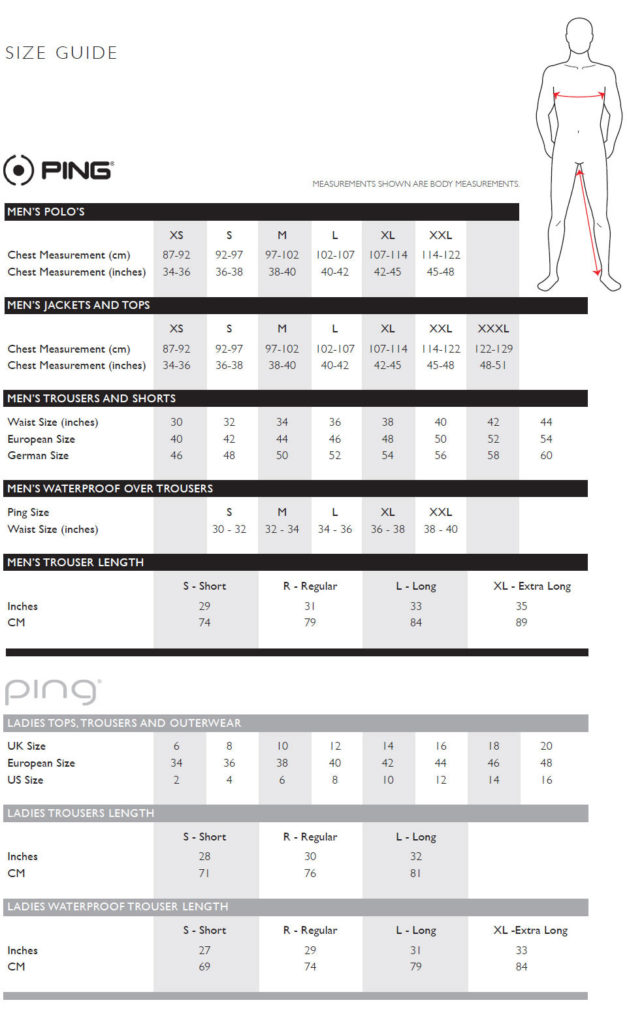 Ping Clothing Size Guide - The Golf Shop Online Blog